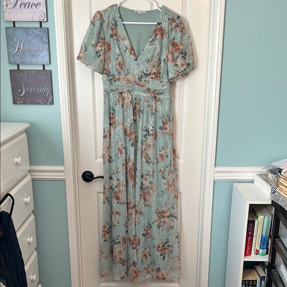 Baltic Born | Dresses | Baltic Born Floral Maxi Dress Blue And Brown ...